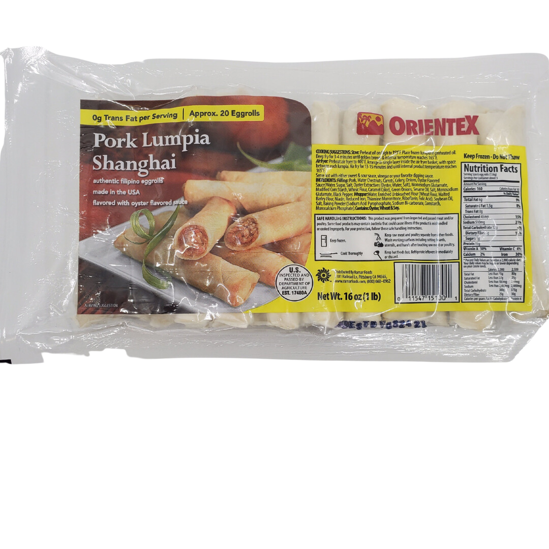 Orientex Pork Lumpia Shanghai 16oz | Crispy & Flavorful Spring Rolls ...
