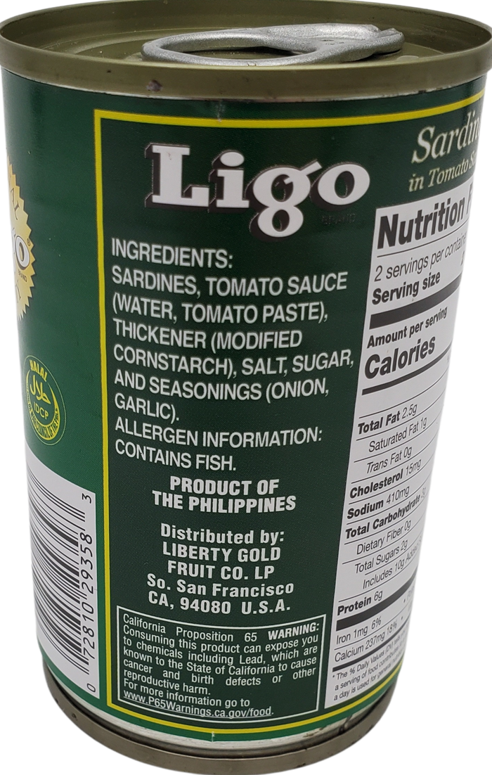 Ligo Sardines in Tomato Sauce Green 5.5oz – Filipino Canned Seafood ...
