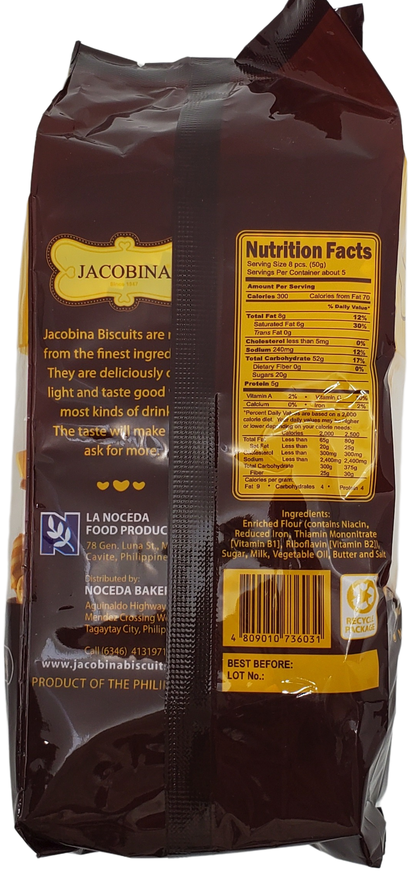 Noceda Jacobina Square Biscuit 250g – Traditional Filipino Snack ...