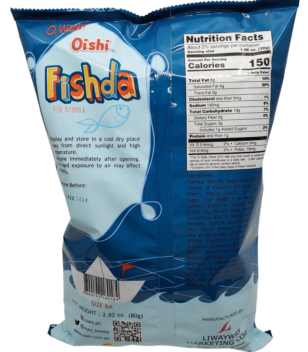 Oishi Fishda Fish Kropeck 2.82oz | Crispy Filipino Fish Snack | Pinoy ...