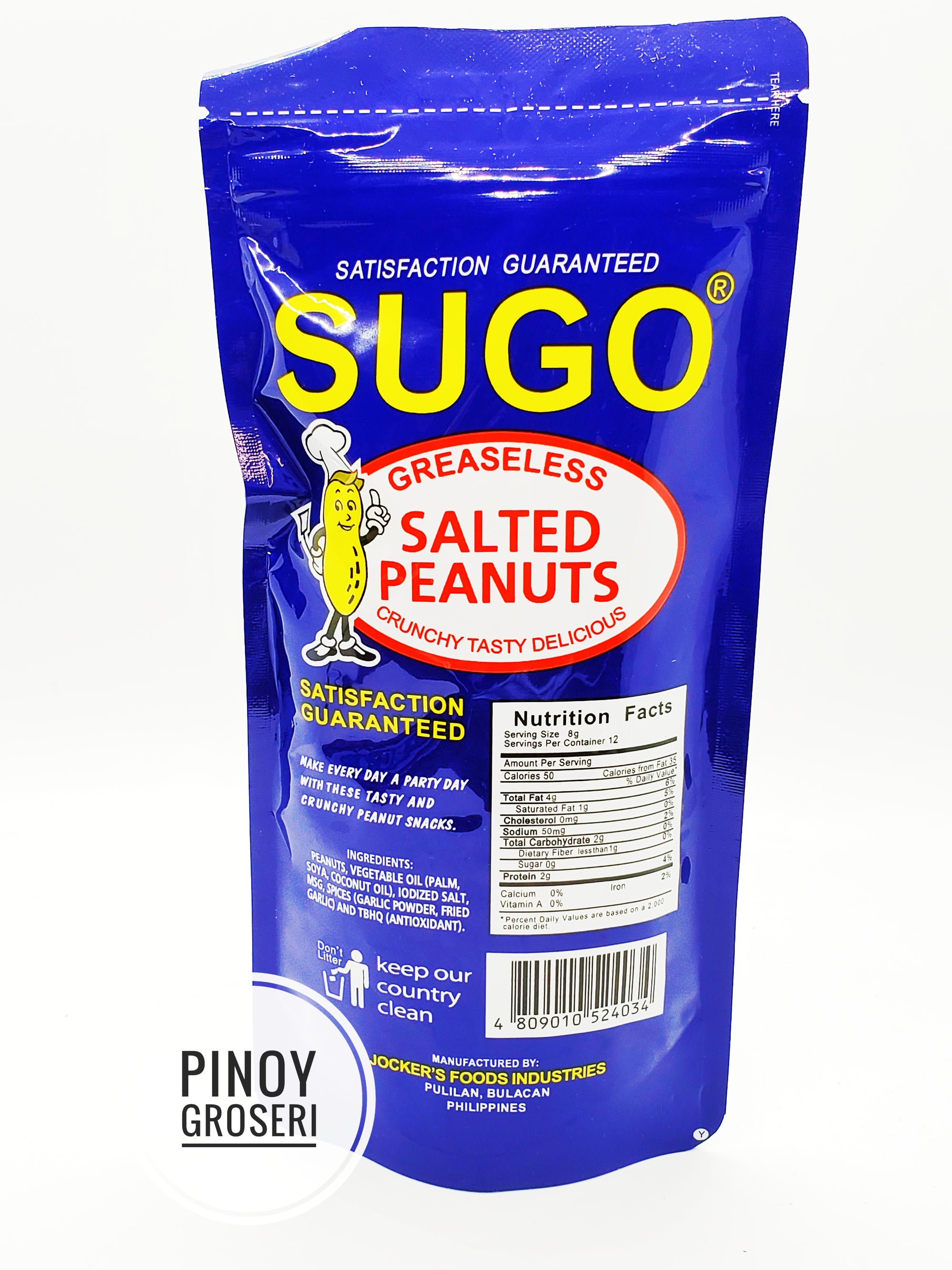 Sugo Greaseless Salted Peanut (BLUE) 3.53oz (100g) - Pinoy Groseri ...