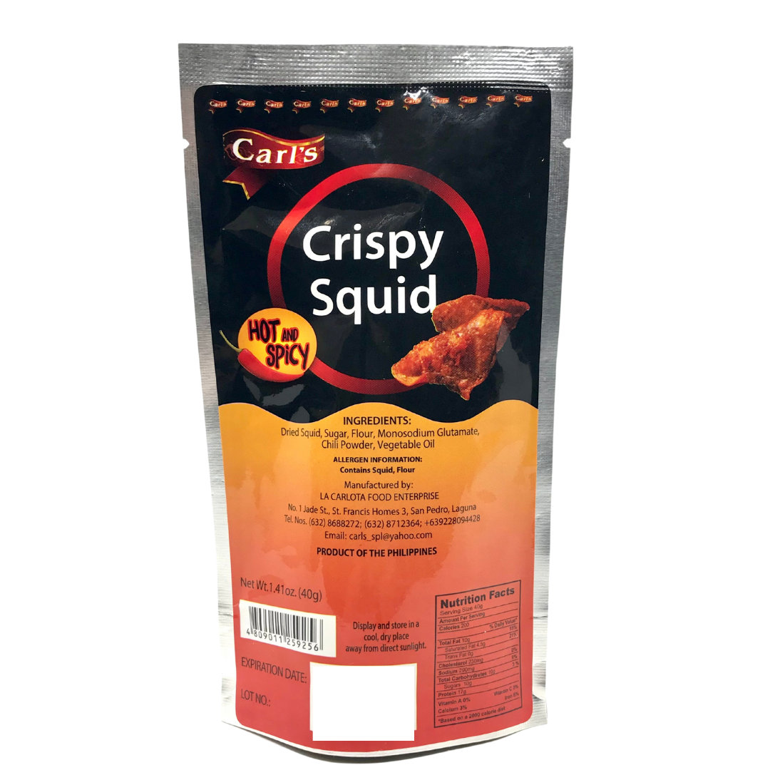 Carl's Crispy Squid Hot & Spicy 40g - Pinoy Groseri | Pinoy Groseri