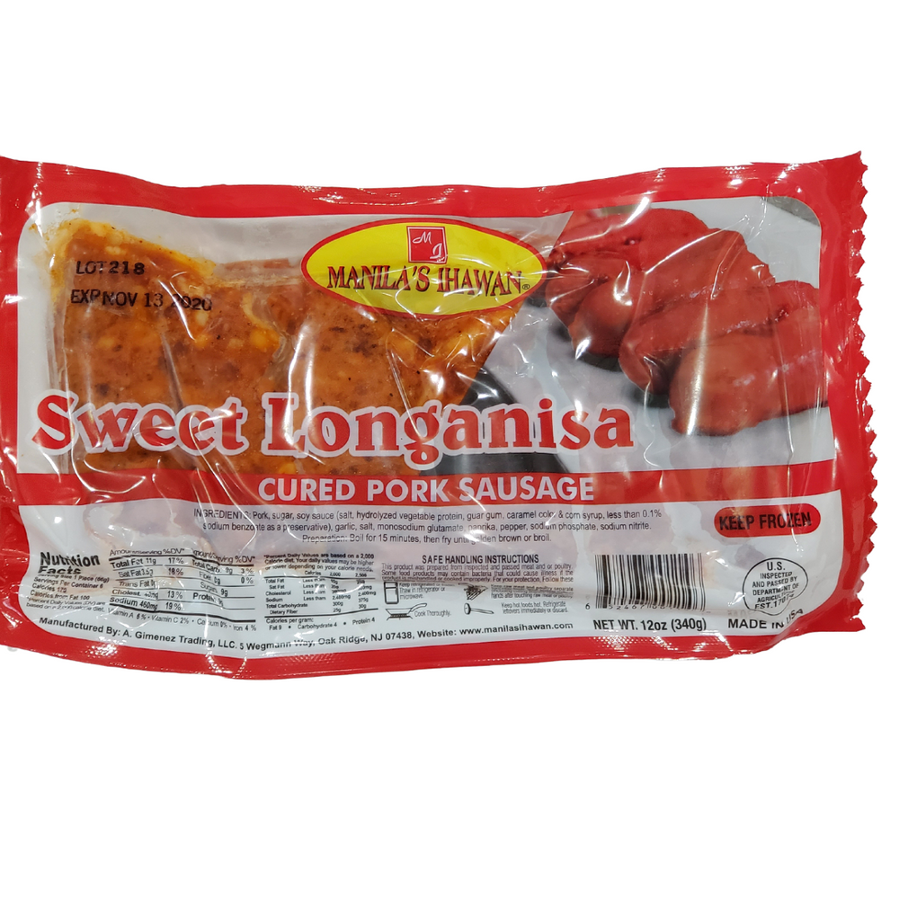 Manila's Ihawan SWEET Cured PORK Longanisa 340g - Pinoy Groseri | Pinoy Groseri
