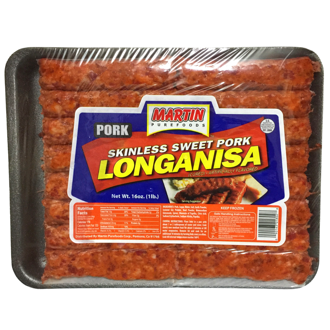 Martin Purefoods Skinless Sweet Pork Longanisa 16oz – Filipino Sausage ...
